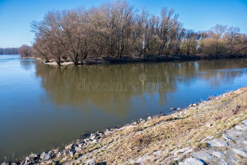 View of Confluence of Danube and Morava Rivers Stock Image - Image of ...