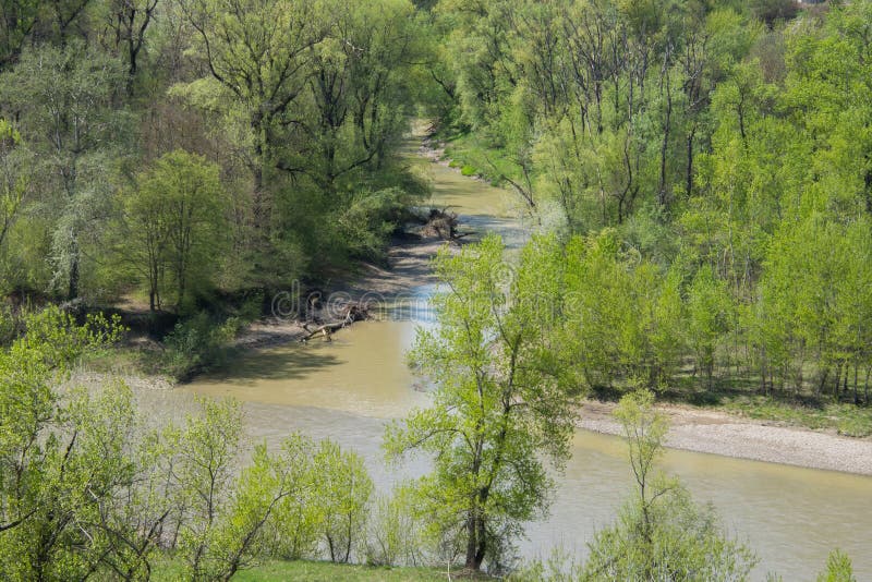 View of the Confluence of Two Rivers Stock Photo - Image of beach, flow ...