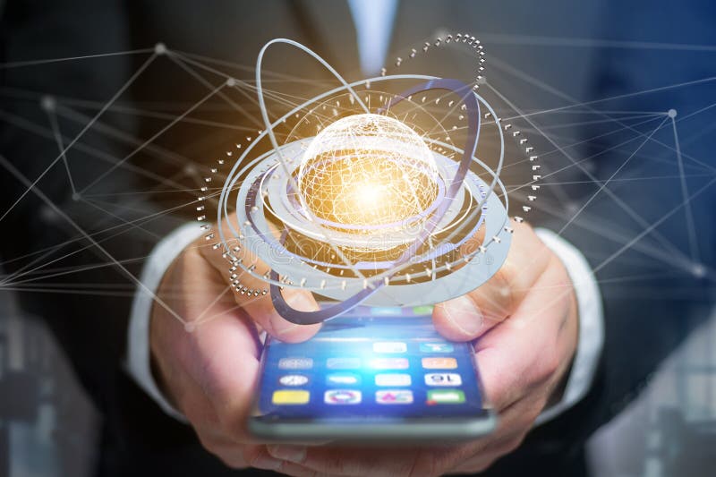 Connected Earth Globe Concept Icon on a Futuristic Interface Stock ...