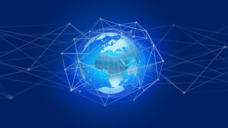 Connected Network Over a Earth Globe Concept on a Futuristic Int Stock ...