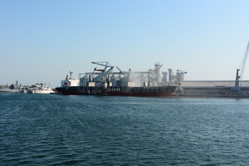 View of Constanta harbour editorial stock image. Image of transport ...
