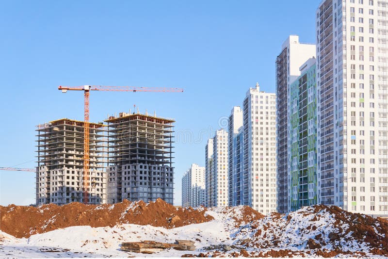 View of the Construction of a Complex of Multi-storey Blocks of Flats ...