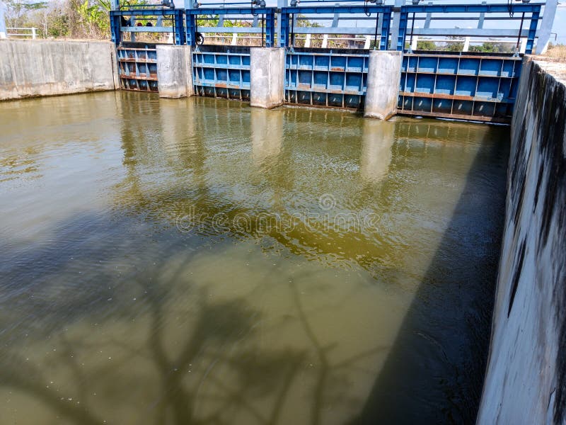 The Construction of a River Dam Building is Quite Old Stock Image ...