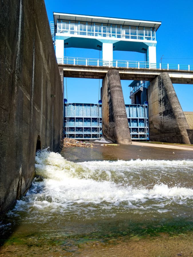 The Construction of a River Dam Building is Quite Old Stock Photo ...