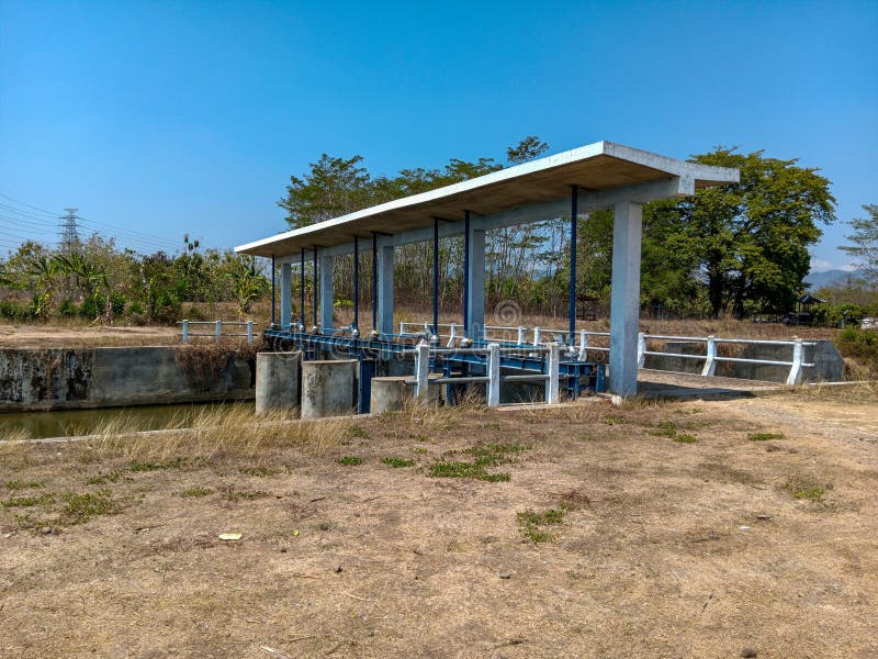 The Construction of a River Dam Building is Quite Old Stock Photo ...
