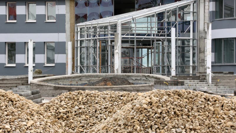 A View through Construction: a Modern Building Takes Shape Stock Photo ...