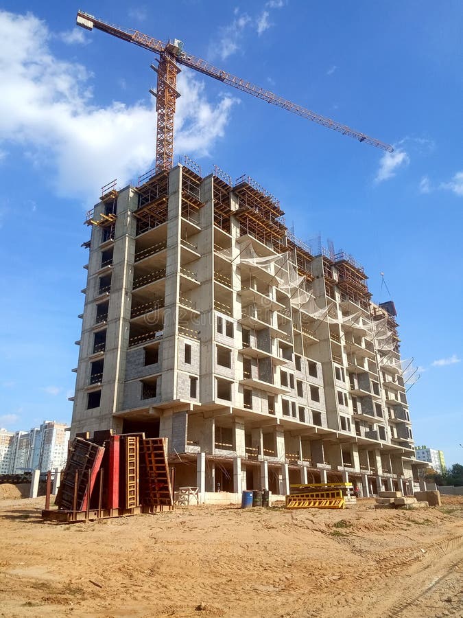 Construction of a Modern High-rise Building Stock Image - Image of ...