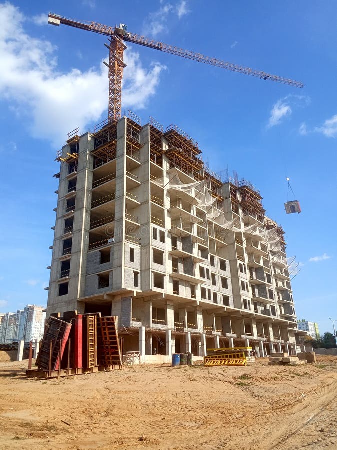 Construction of a Modern High-rise Building Stock Photo - Image of ...