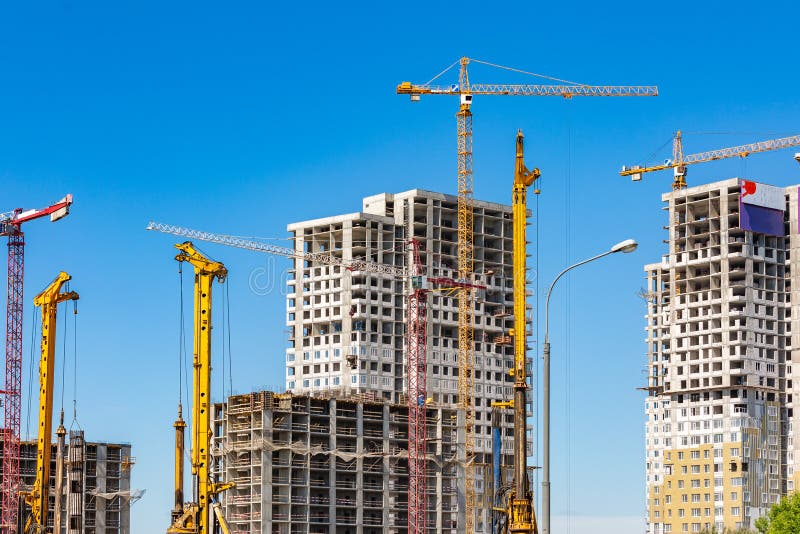View of the Construction of Multi-storey Buildings Stock Photo - Image ...