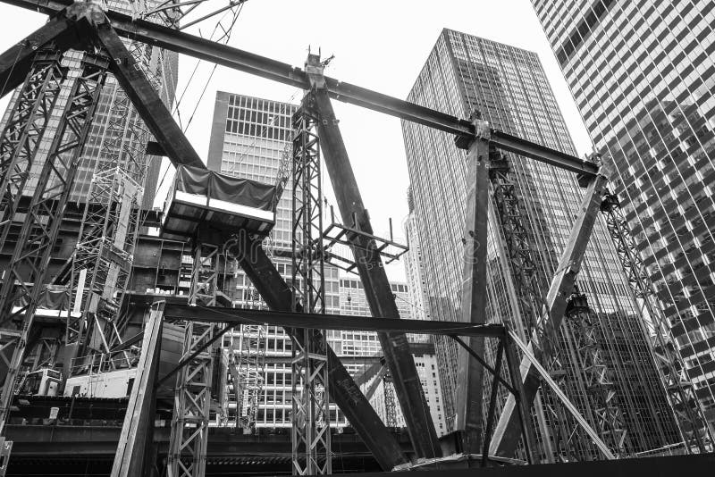 Construction Site in Black and White Stock Image - Image of high ...