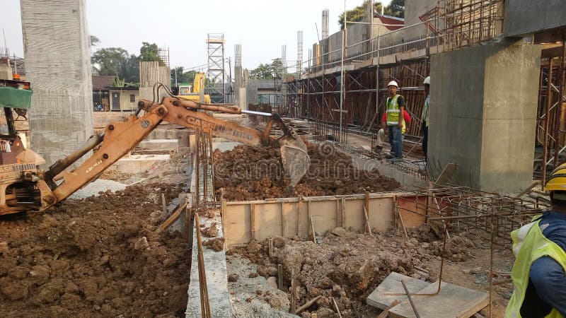 View Of Construction Site During Foundation Work Stage. Editorial Stock ...