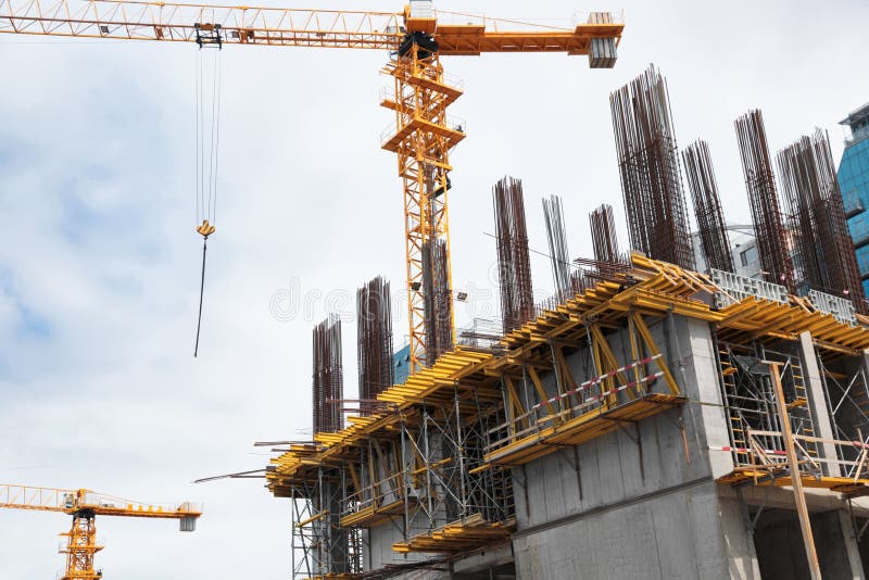 View of Construction Site with Modern Tower Crane Stock Photo - Image ...