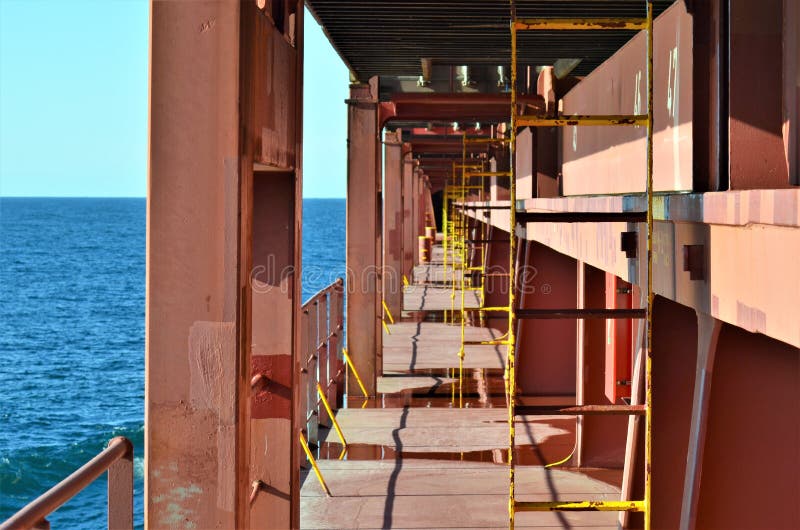 Container Ship Deck Passage Ways. Stock Photo - Image of passage ...