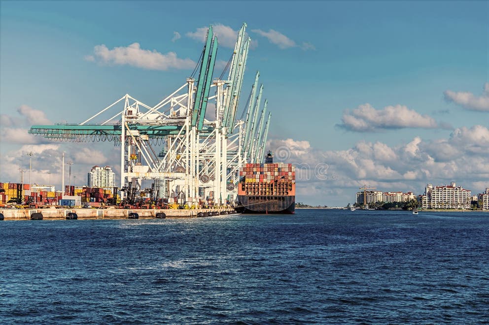 A View of a Container Ship Offloading at the South Florida Container ...