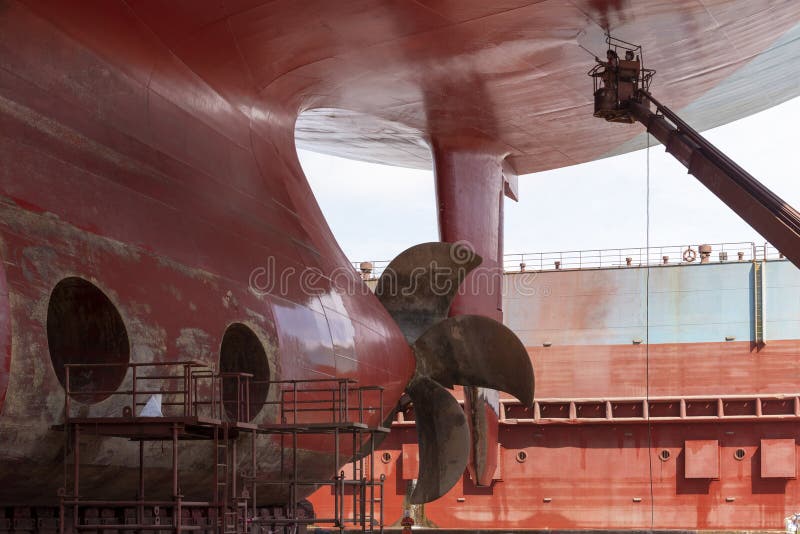 View on the Container Ship Propeller. Stock Image - Image of port ...