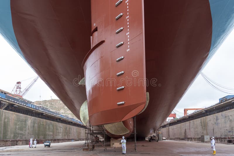 View on the Container Ship Rudder and Propeller. Stock Image - Image of ...