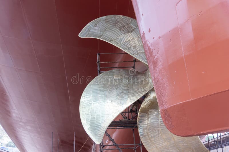 View on the Container Ship Rudder and Propeller. Stock Image - Image of ...