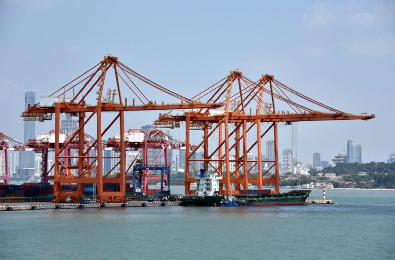 View on the Container Terminal and Gantry Cranes Loading Containers on ...