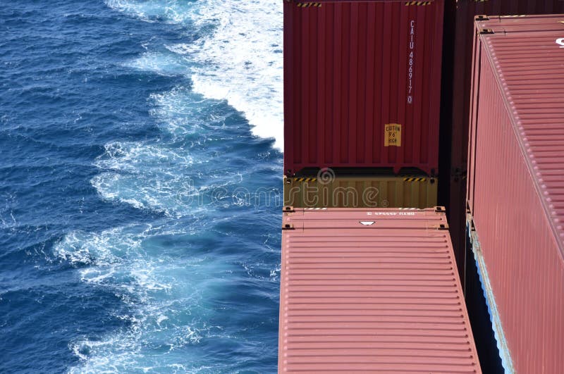 View on the Containers Loaded on the Cargo Ship. Stock Photo - Image of ...