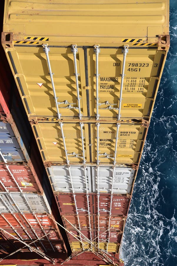 Stack of Containers with Cargo, Loaded on Deck of the Container Ship ...