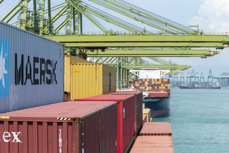 View on the Containers Loaded on Deck of the Cargo Ship Editorial Image ...
