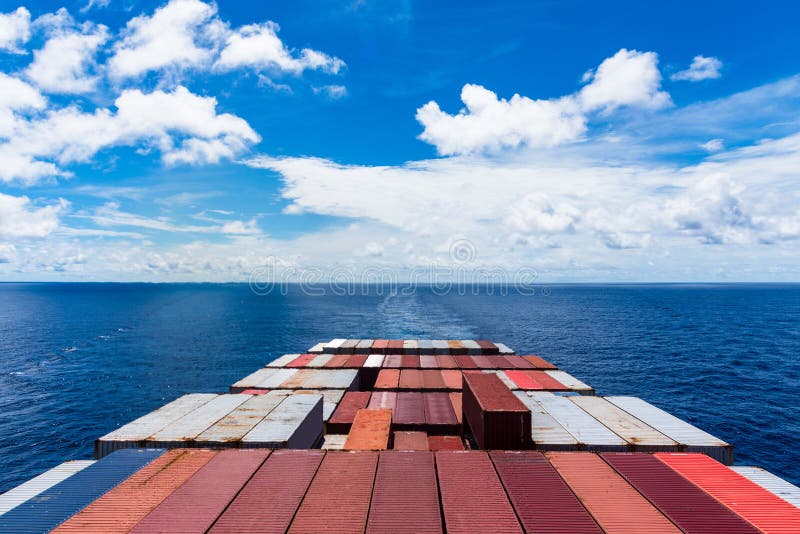 View on the Containers Loaded on Deck of the Large Cargo Ship ...