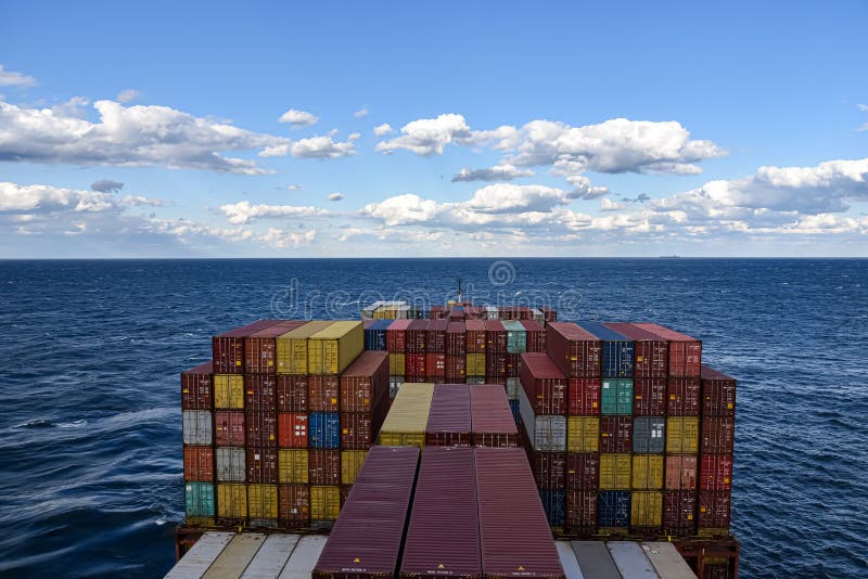 Cargo Container Ship Sailing through Calm, Blue Ocean. Editorial Image ...