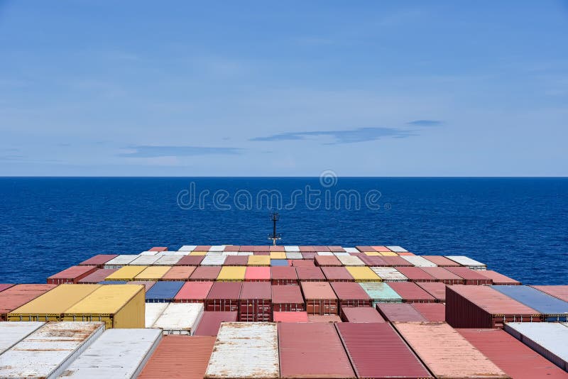 Cargo Container Ship Sailing through Calm, Blue Ocean. Editorial Photo ...