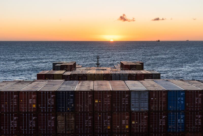 View on the Containers Loaded on Deck of the Large Cargo Ship ...