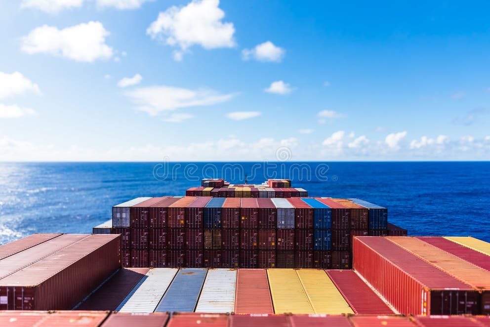 View on the Containers Loaded on Deck of the Large Cargo Ship ...