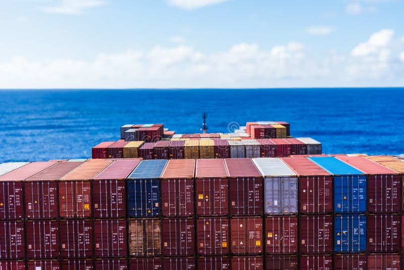View on the Containers Loaded on Deck of the Large Cargo Ship ...