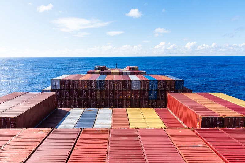 View on the Containers Loaded on Deck of the Large Cargo Ship ...
