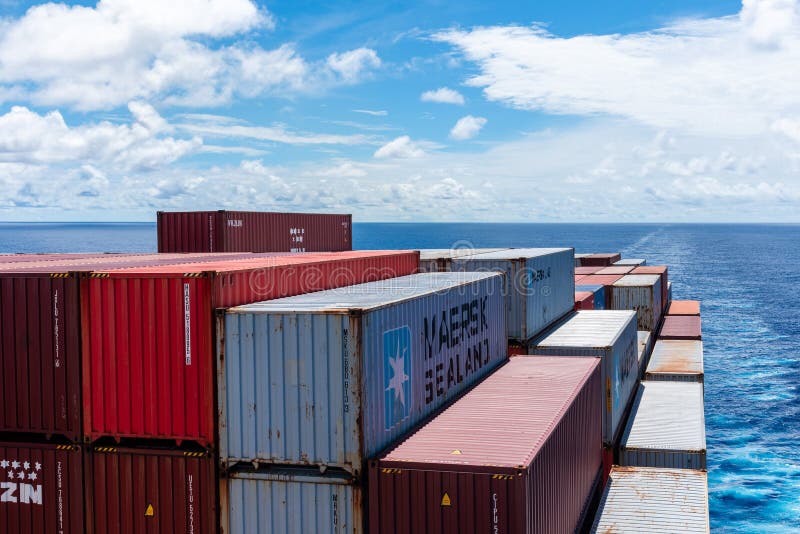 View on the Containers Loaded on Deck of the Large Cargo Ship ...