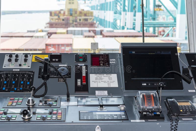 View on the Control Console of the Container Ship. Editorial Image ...