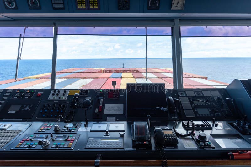 Control Console of the Cargo Container Ship. Stock Photo - Image of ...