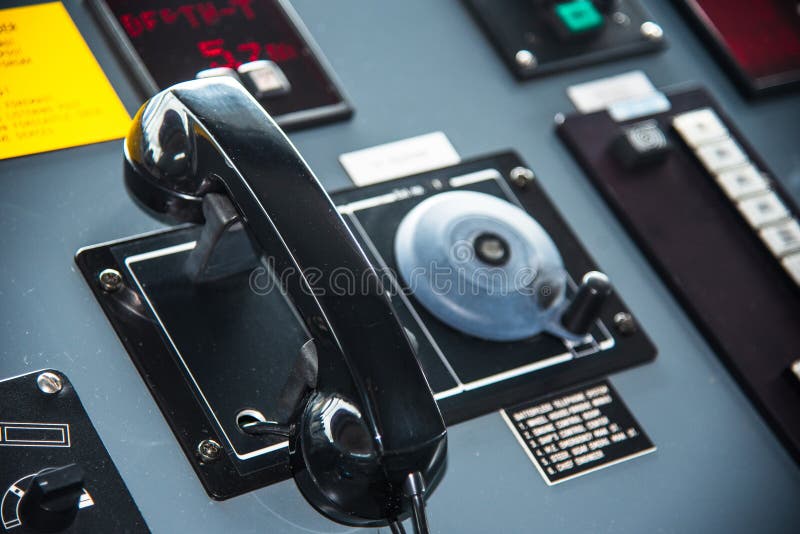 View of the Control Console on the Navigational Bridge of the Cargo ...