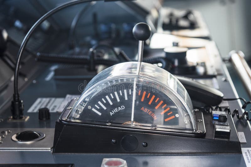 View of the Control Console on the Navigational Bridge of the Cargo ...