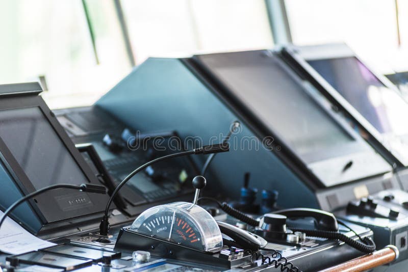 Control Console (telegraph) on the Navigational Bridge of the Cargo ...