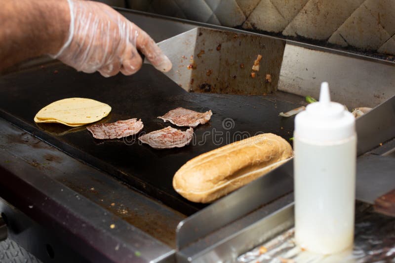 Taco Ingredients on Griddle Stock Image - Image of beef, flattop: 281965913