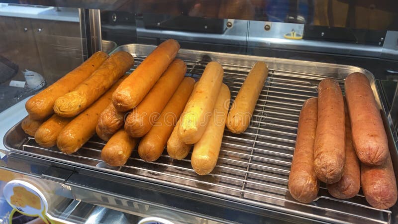 View of Cooked Sausages Sold Inside a Convenience Store Stock Image ...