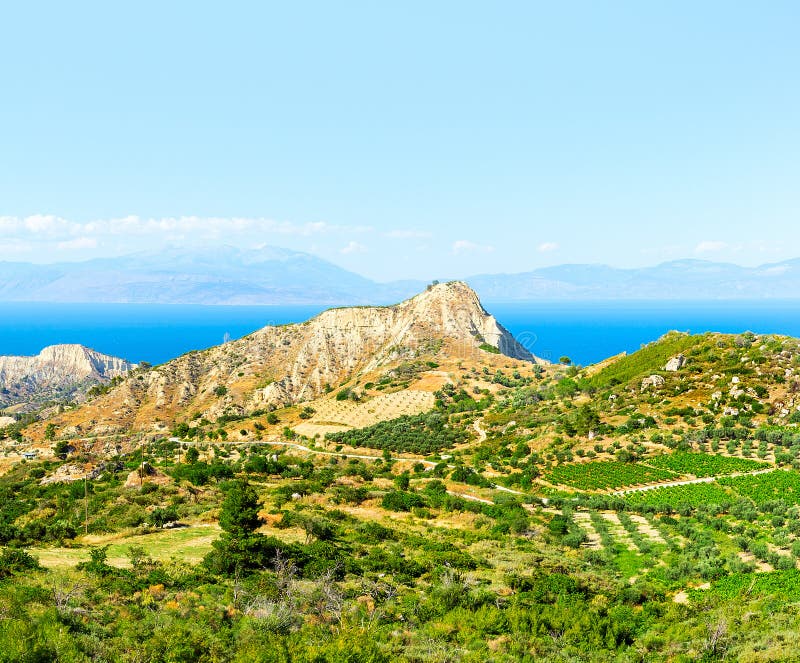 View of the Corinthian Gulf and Rocks. Stock Image - Image of coast ...
