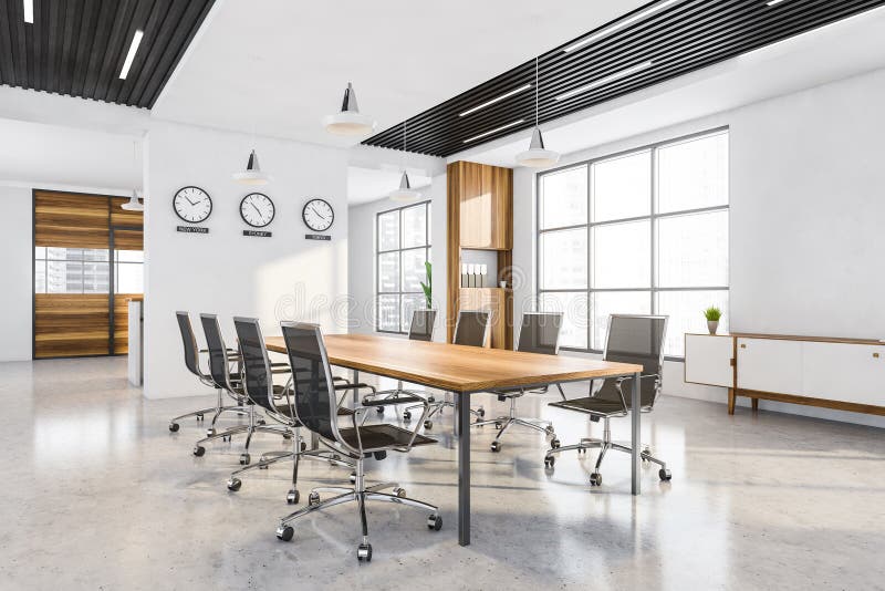 View from Corner of the Panoramic Office with Wooden Design Elements ...