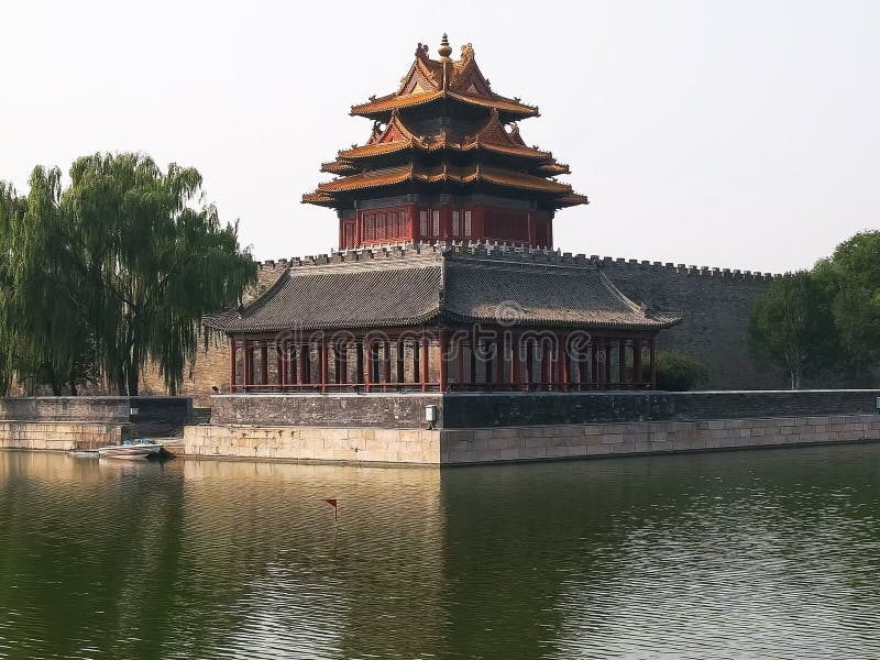 View of a Corner Tower in Beijing`s Forbidden City Stock Image - Image ...