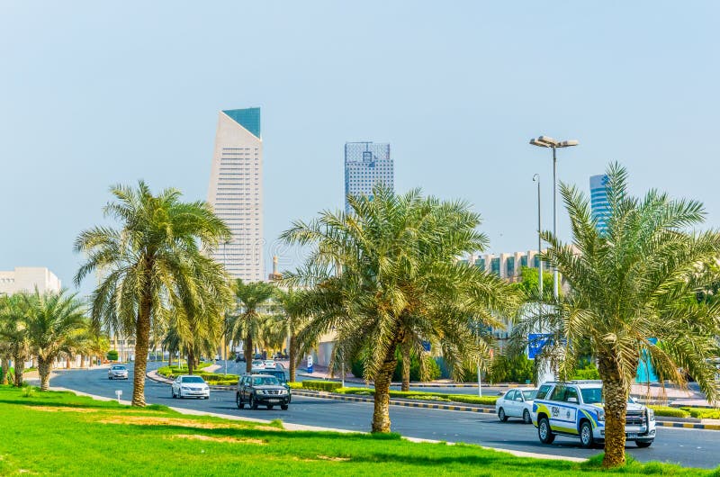 View of the Corniche Road in Kuwait Editorial Photo - Image of avenue ...