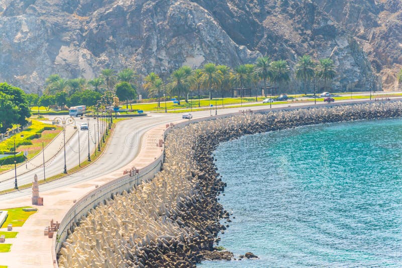 View of the Corniche Road in Muscat, Oman Stock Photo - Image of ...