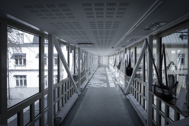 View of a Corridor Over Road Stock Image - Image of walkway, items ...