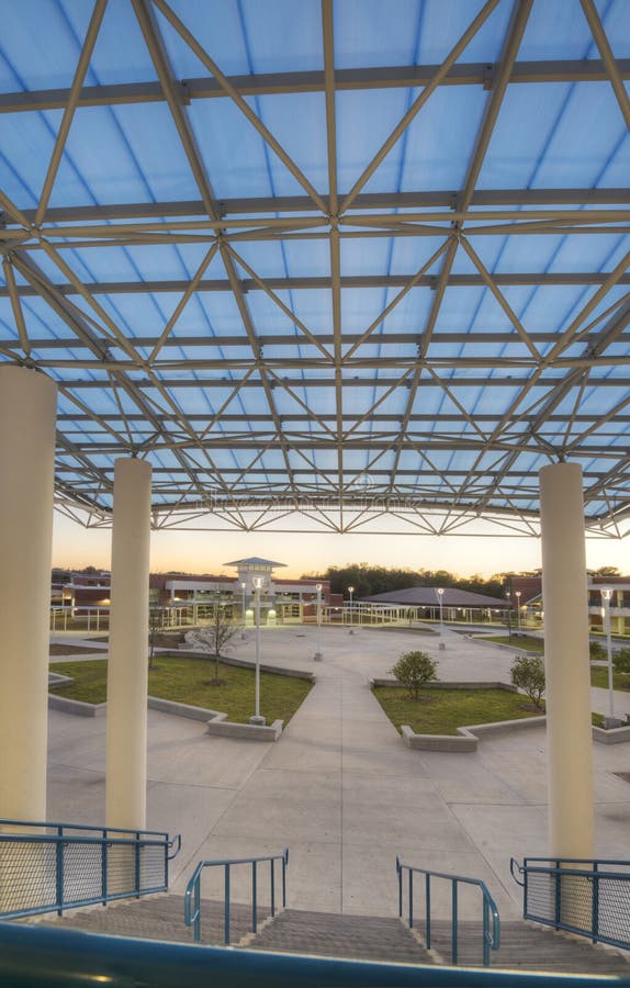 Courtyard at High School stock image. Image of trees - 22657699