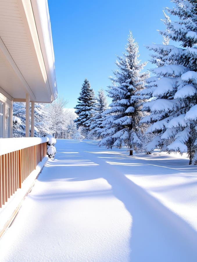 View of the Courtyard of the House in Winter with a Thick Snow Cover ...