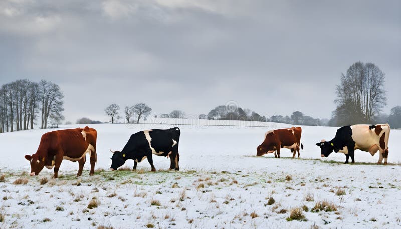 A view of Cows in a field stock illustration. Illustration of sunshine ...