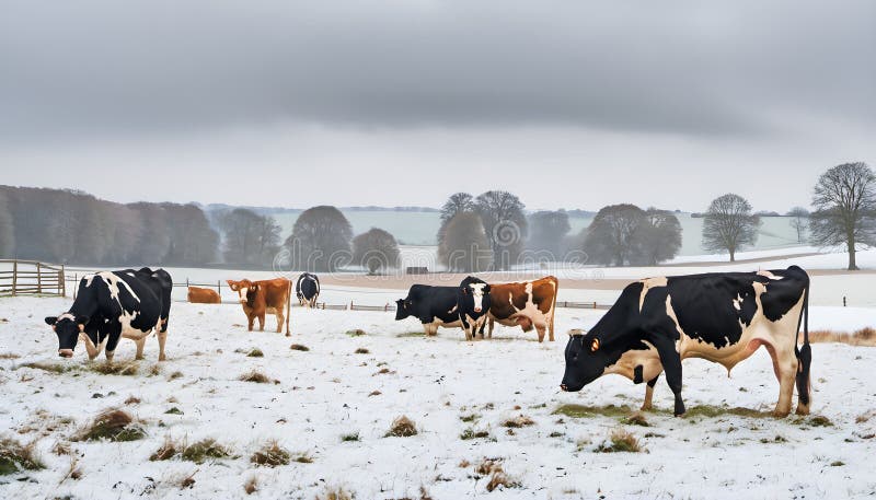 A view of Cows in a field stock illustration. Illustration of field ...